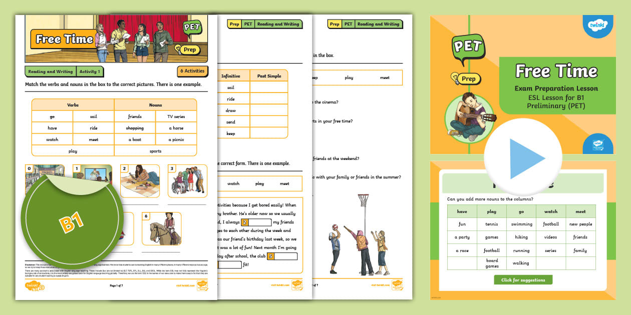 B1 Exam Prep Lesson - Free Time & Regular & Irregular Verbs