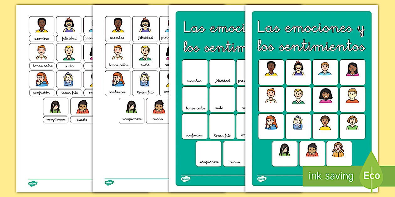 Ficha de emparejar palabra con dibujo: Las emociones y los sentimientos
