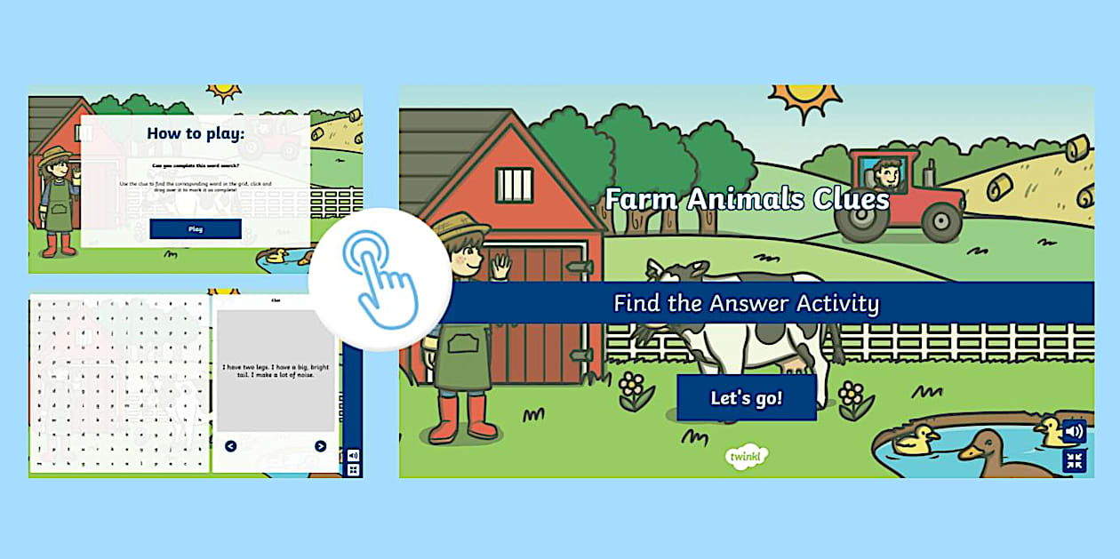 Farm Animal Clues Find the Answer Interactive Activity