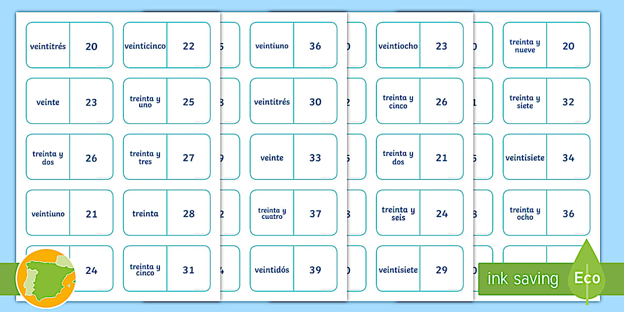 Dominó: Números del 20 al 40