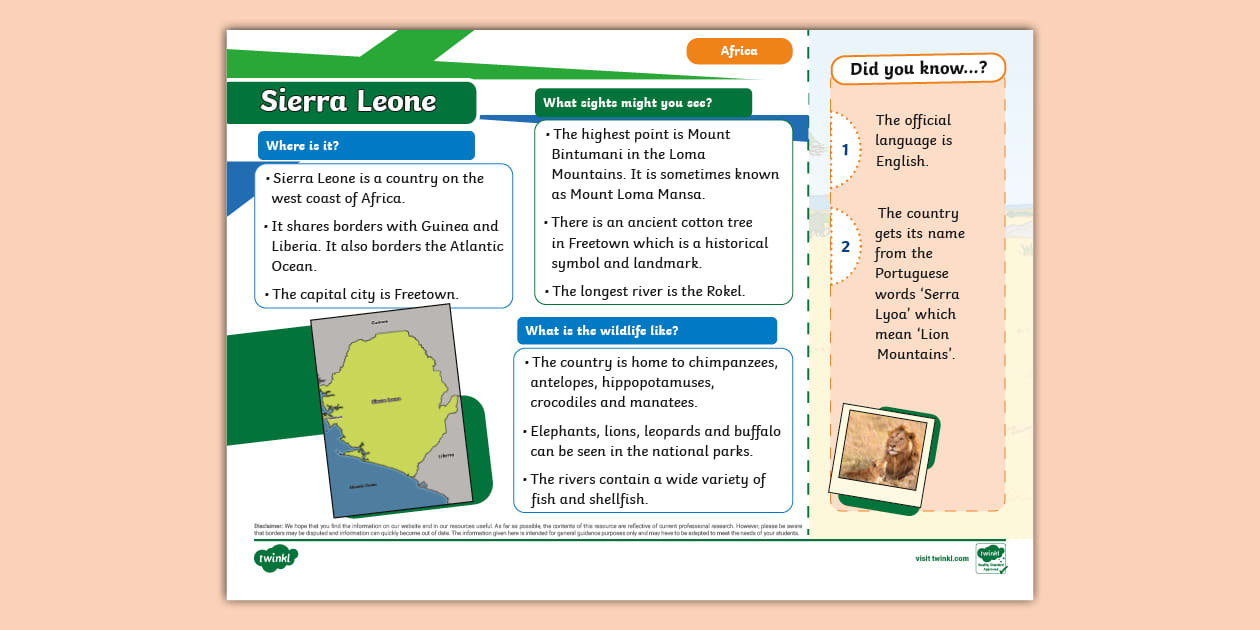 KS1 Sierra Leone Fact File - Africa (teacher made) - Twinkl