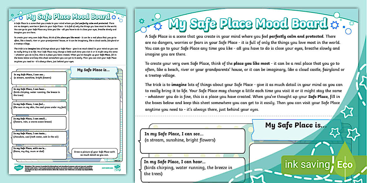 My Safe Place Mood Board for Kids (teacher made) - Twinkl