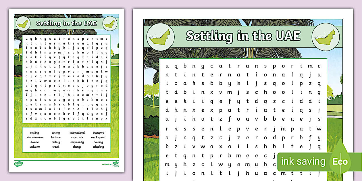 Settling in the UAE - Word Find (teacher made) - Twinkl