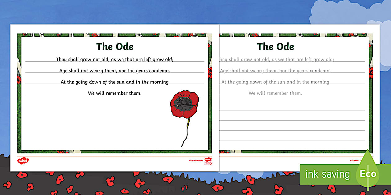Anzac Day Ode Worksheet | Handwriting Practice Year 3-6