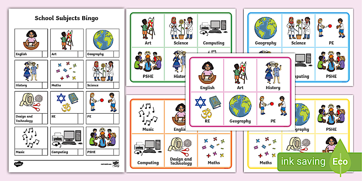 School Subjects Bingo Game (Teacher-Made) - Twinkl