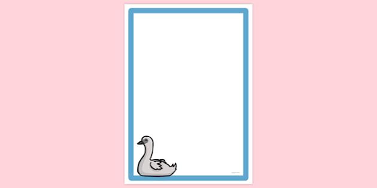 Simple Blank Ugly Duckling Swimming Page Border | Borders