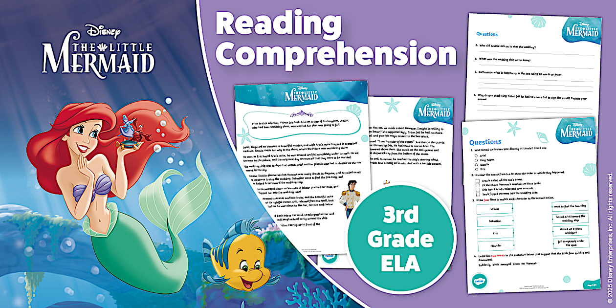 The Little Mermaid: Reading Comprehension Worksheet - Twinkl