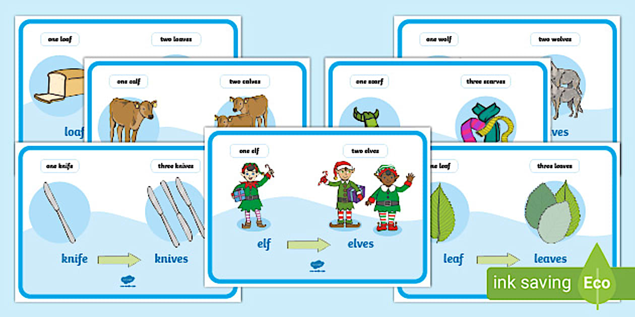 Irregular Plural ves For Words Ending "f" and "fe" Display Posters