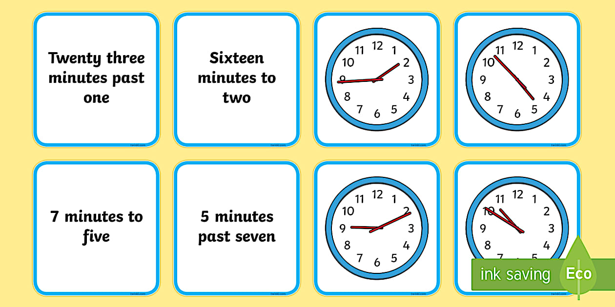 Telling Time to the Minute Activity | Time Matching Cards
