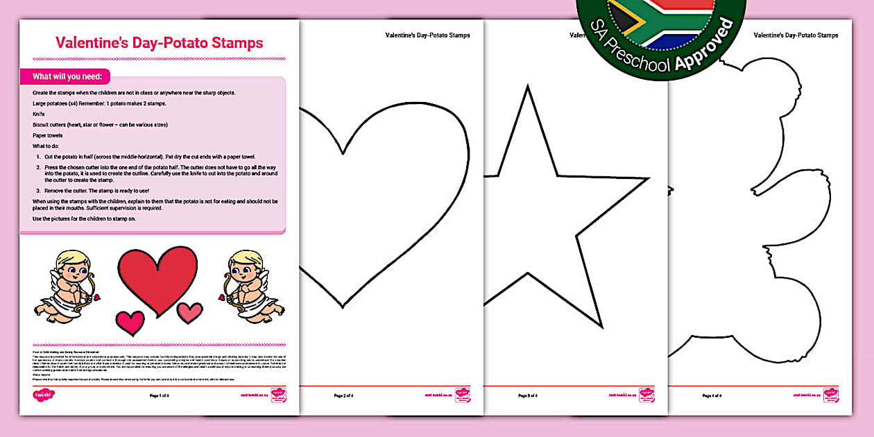 Preschool: Valentine's Day: Potato Stamps