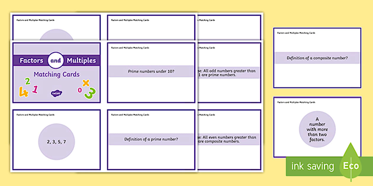 Factors and Multiples Matching Cards (teacher made) - Twinkl