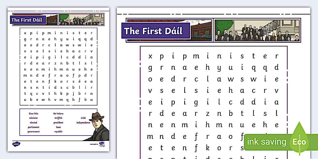 The First Dáil Word Search | Irish History | Twinkl