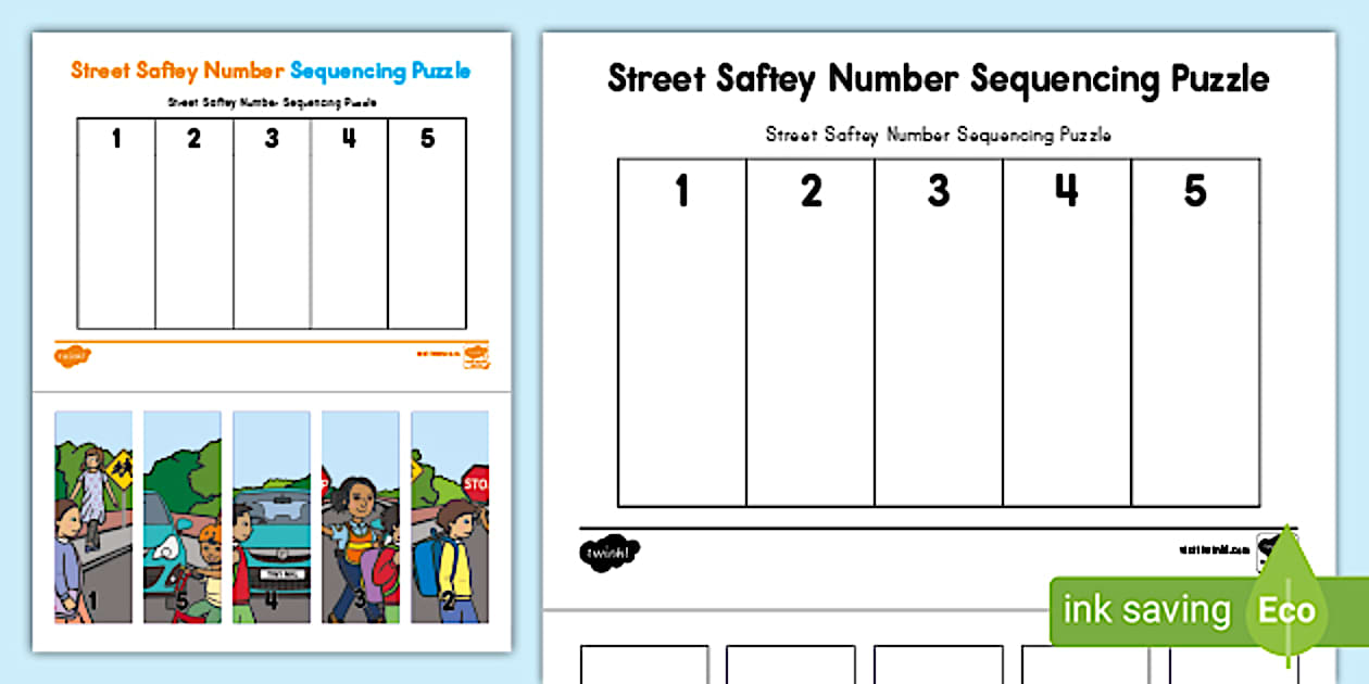Street Safety 1-5 Number Sequencing Puzzle (teacher made)