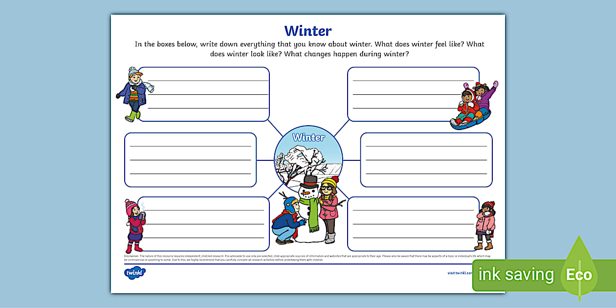 Winter Mind Map Template (teacher made) - Twinkl