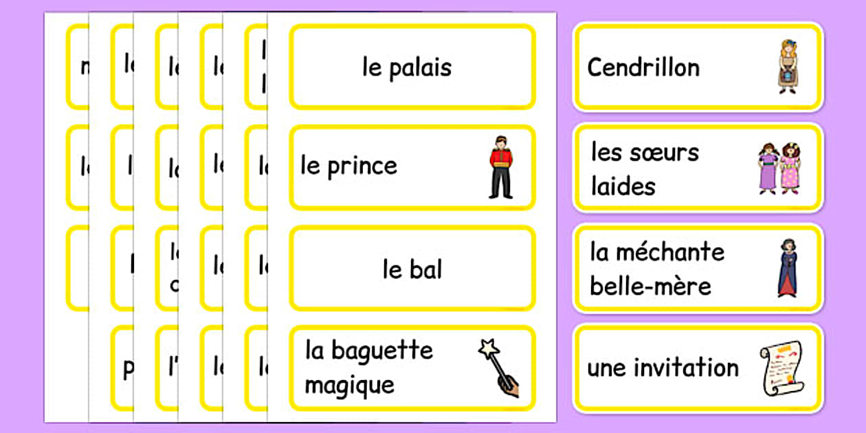 Cartes de vocabulaire : Cendrillon