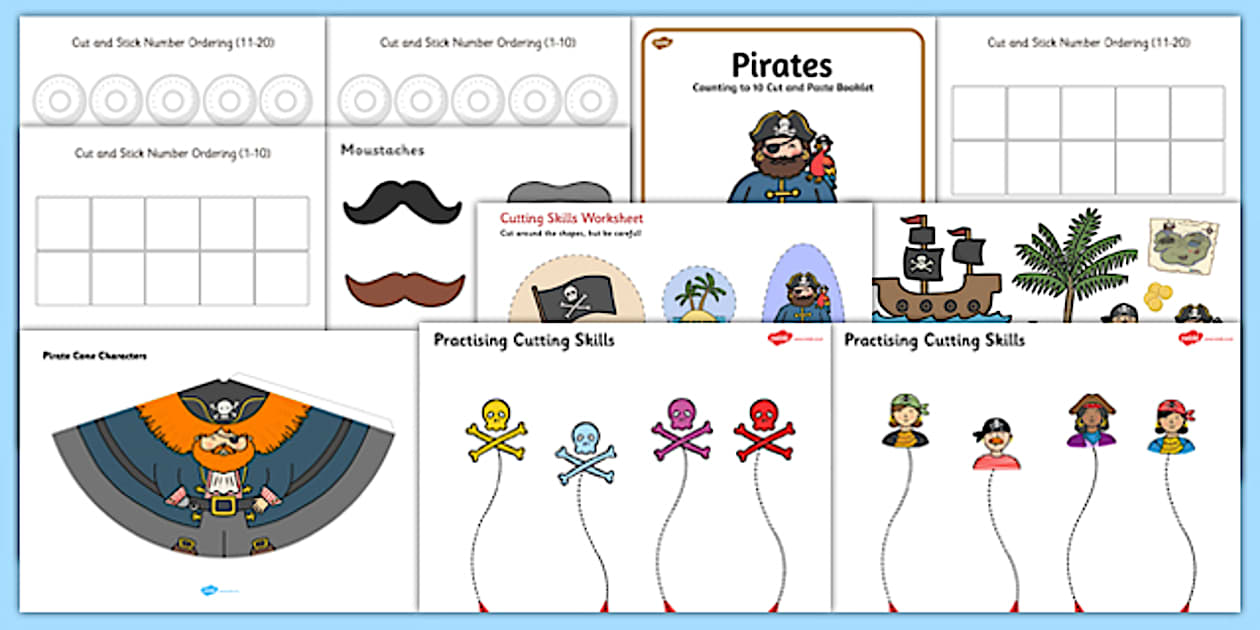 Pirate Themed Scissor Skills Pack - Twinkl