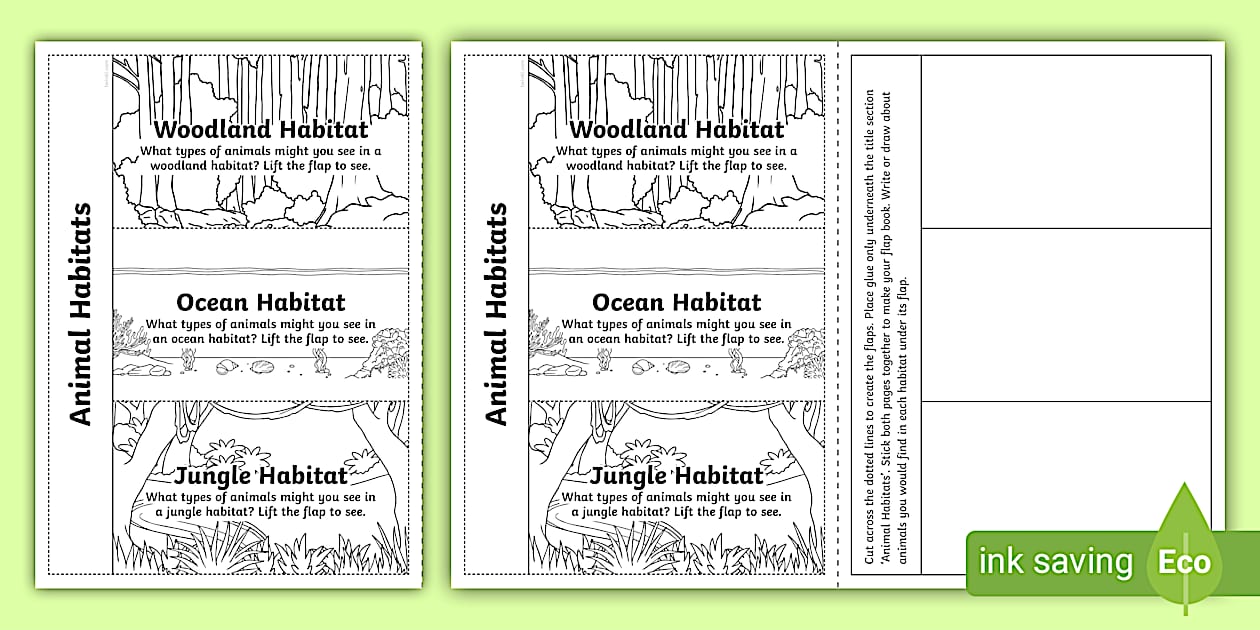 KS1 Animals and Their Habitats Flap Book Activity - Twinkl