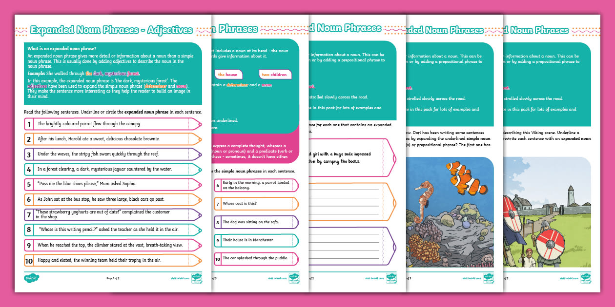 KS2 Expanded Noun Phrases - Year 3-6 Worksheet - Twinkl