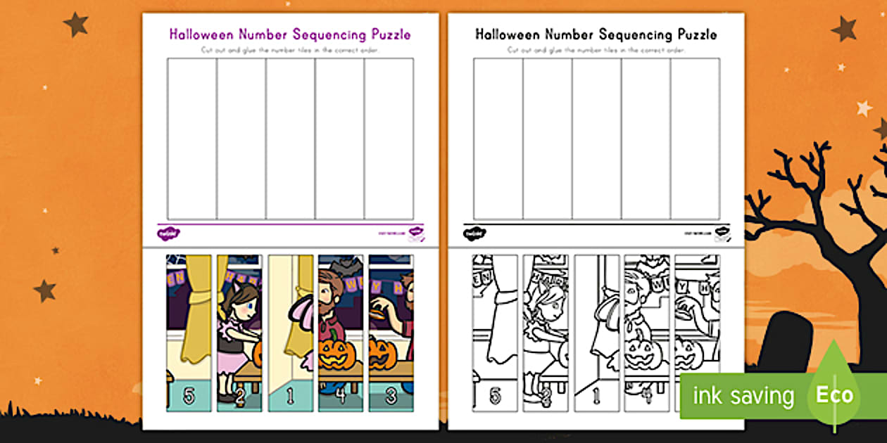 Halloween Number Sequence Puzzle 1-5 | Kindergarten Math