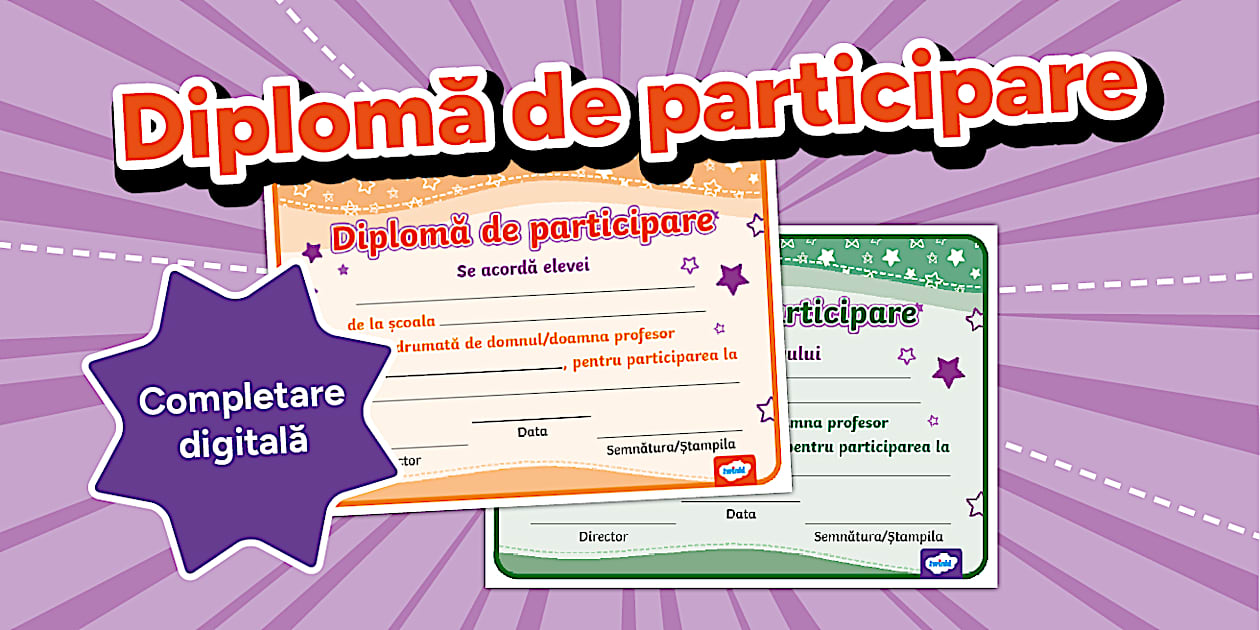 Diplomă de participare – Model editabil