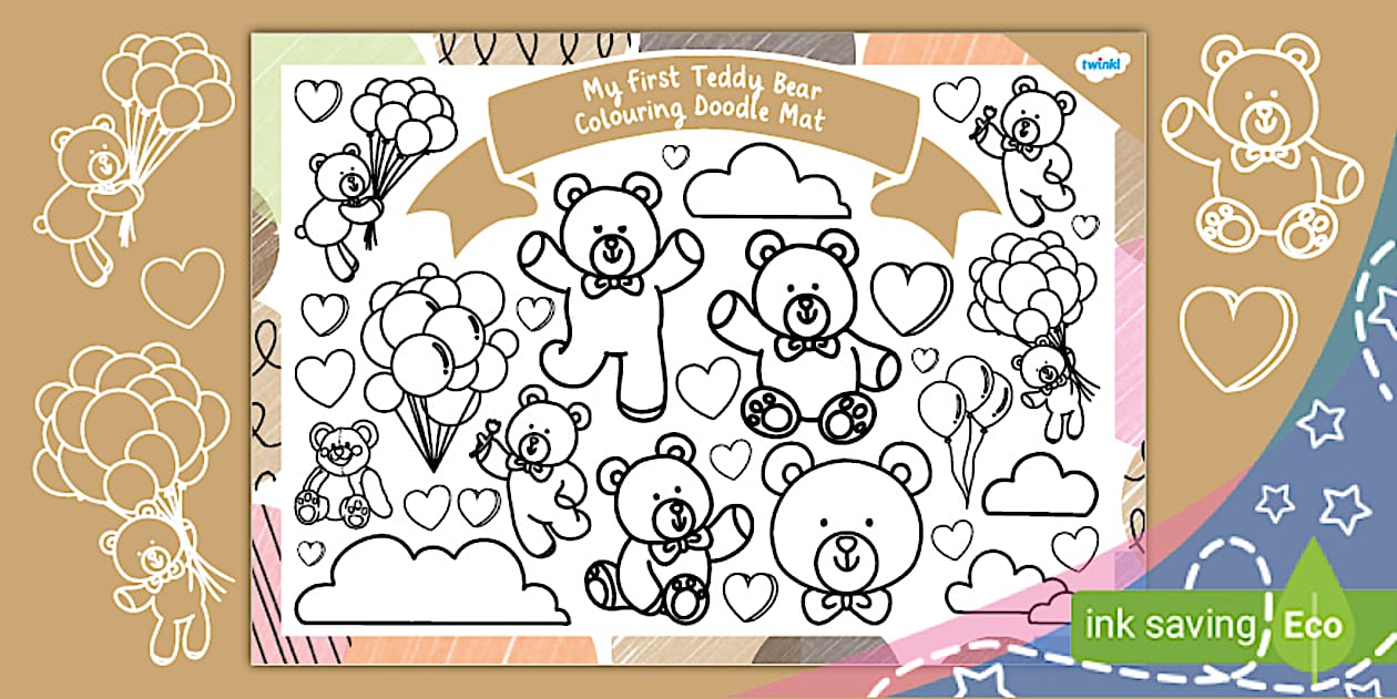 My First Teddy Bear Doodle Mat (Teacher-Made) - Twinkl