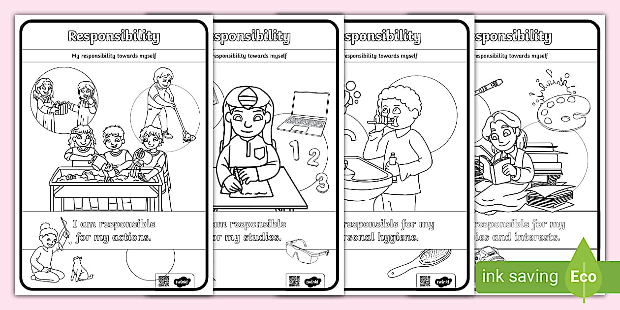 Values Colouring Pages - Responsibility - Twinkl