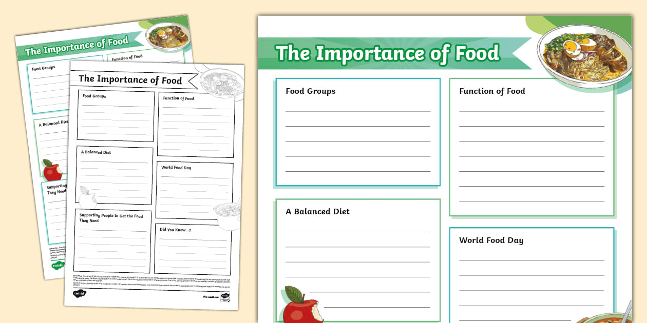 KS2 The Importance of Food Fact File Template