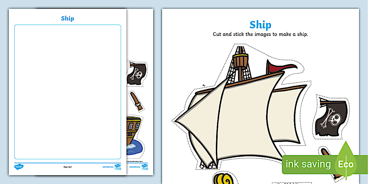 Parts of a Ship Cut and Stick Activity - Twinkl