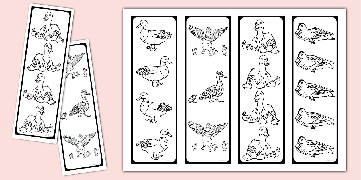 Ducks Colouring Bookmarks - Twinkl Bookmarks - Twinkl