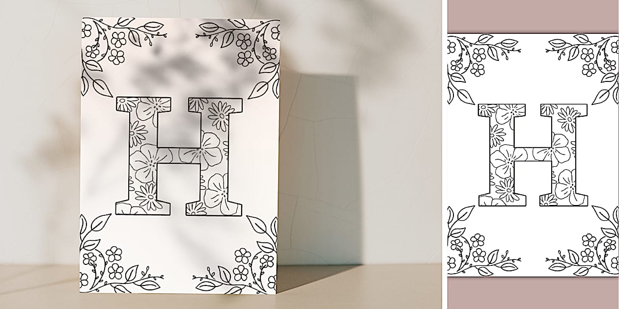 Letter H Mindfulness Colouring Card | Twinkl Party - Twinkl
