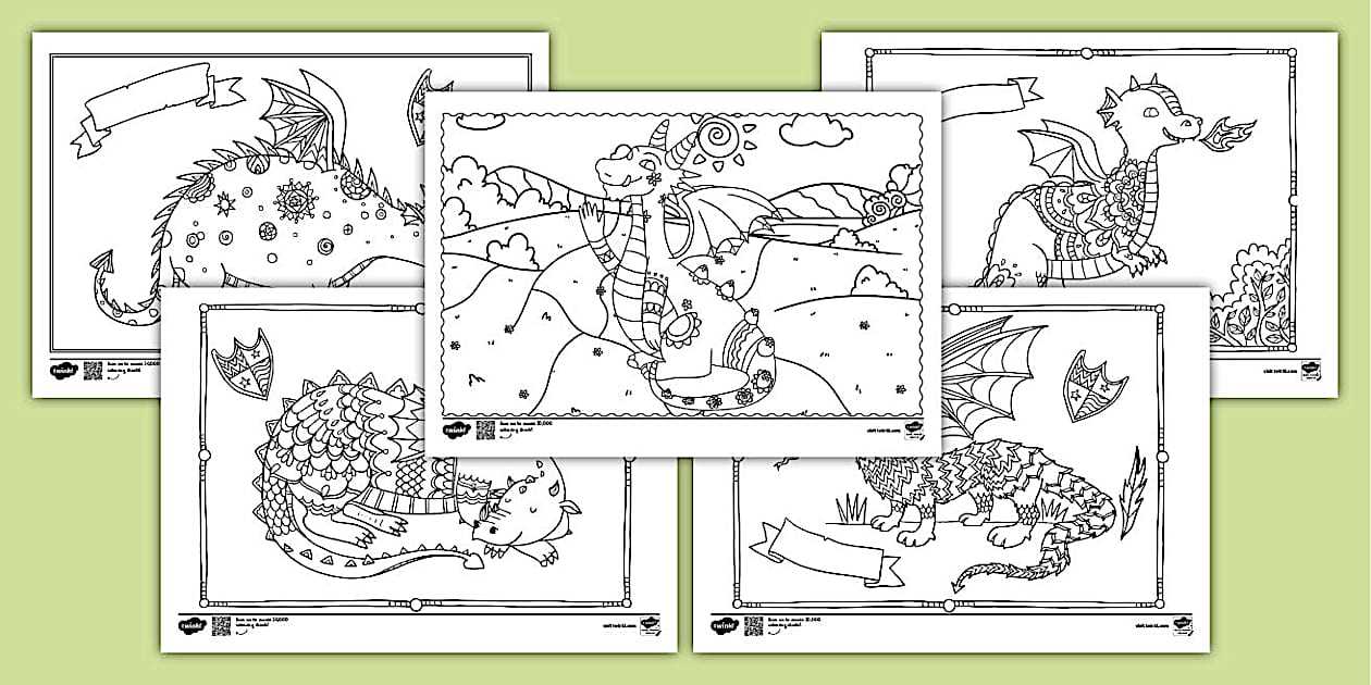 Dragons Mindfulness Colouring Sheets - Health & Wellbeing