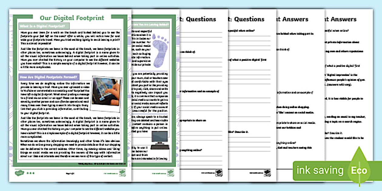 Differentiated Comprehension: Digital Footprints - Twinkl