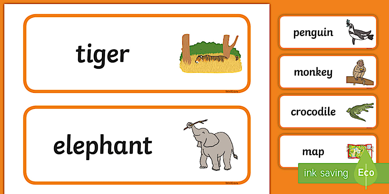 Who's at the Zoo? Word Cards (teacher made) - Twinkl