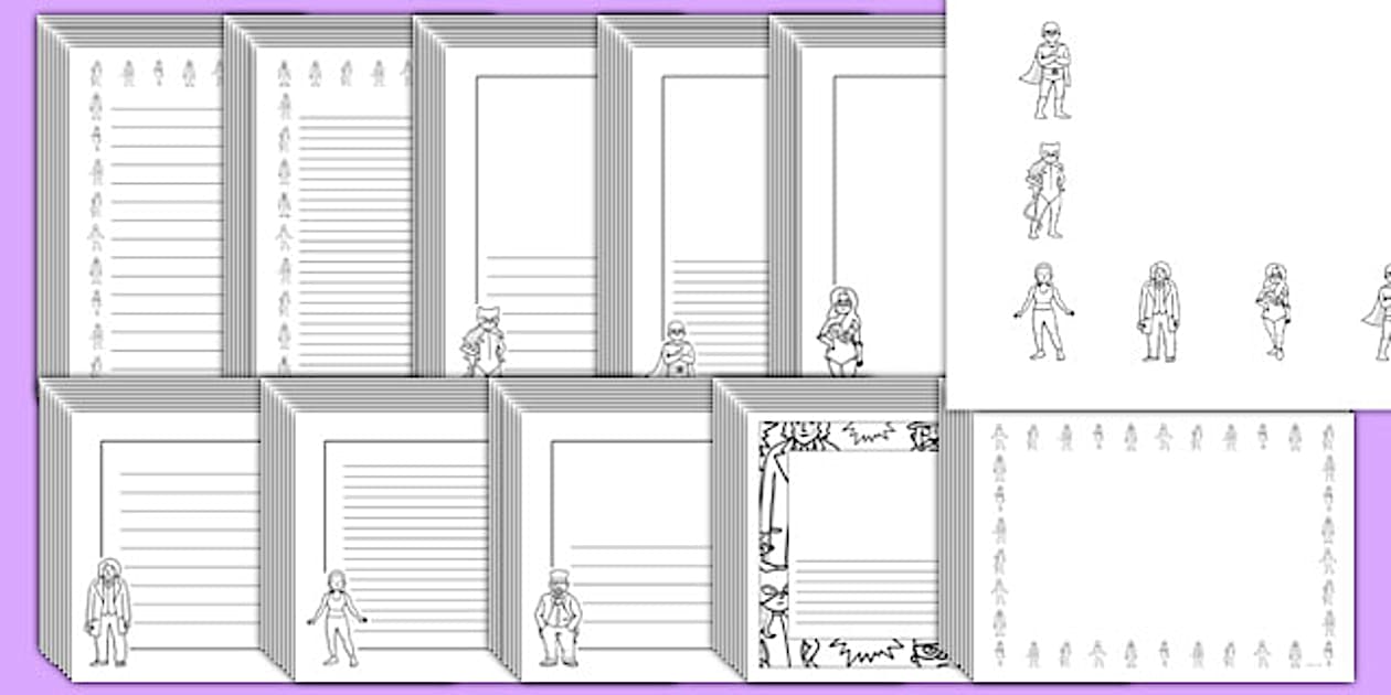 Editable Villain Black and White Page Borders Pack - villain