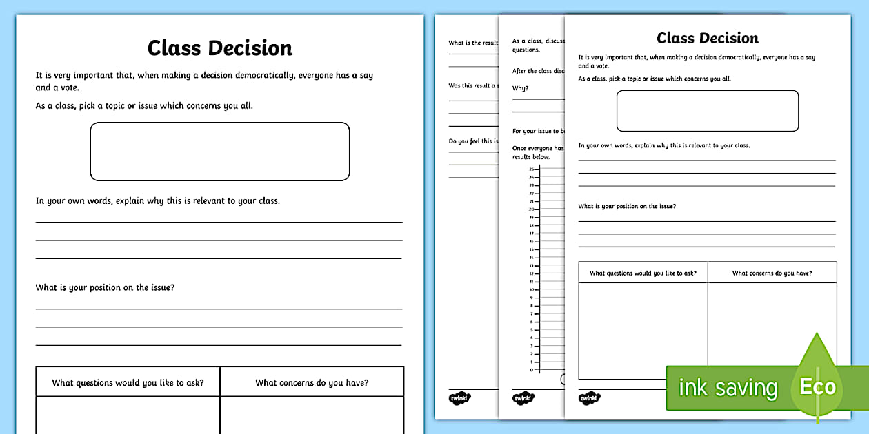 Class Decision Worksheet (Teacher-Made) - Twinkl