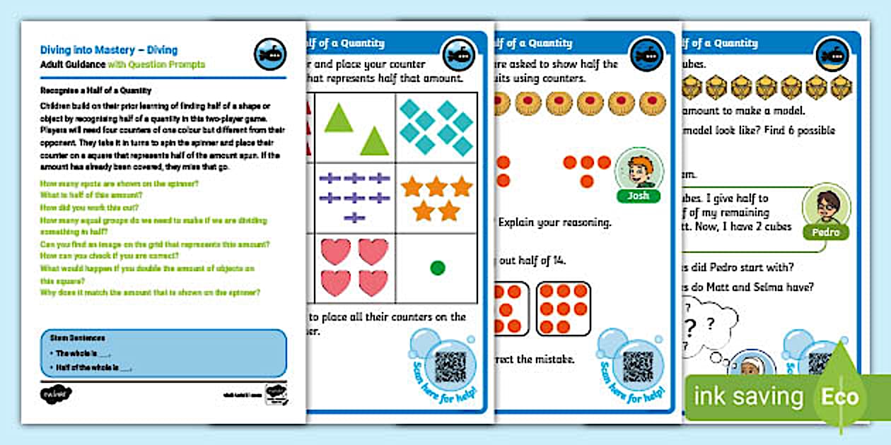 👉 Y1 DiM: Step 3 Recognise a Half of a Quantity Activity Cards