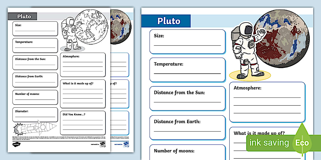 Pluto Fact File Template (teacher made) - Twinkl