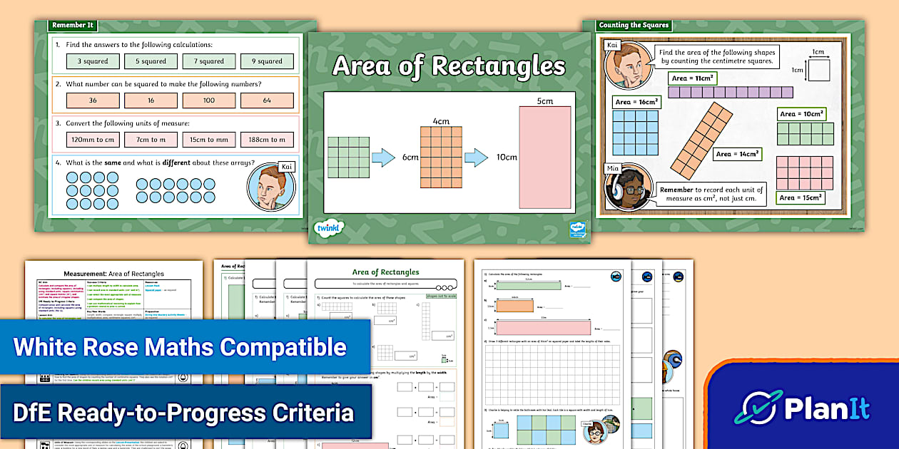 PlanIt Maths Year 5 Measurement Lesson Pack 4: Area of Rectangles