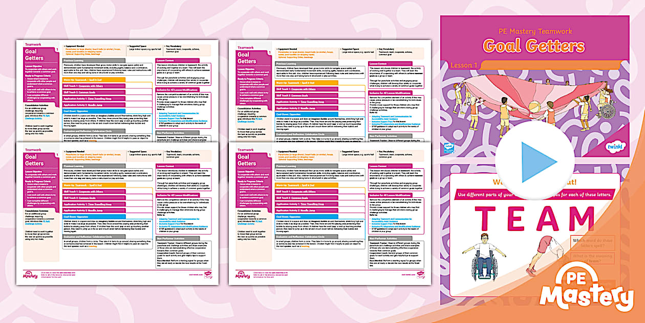 PE Mastery: Year 1 Teamwork Lesson 1 - Goal Getters - Twinkl