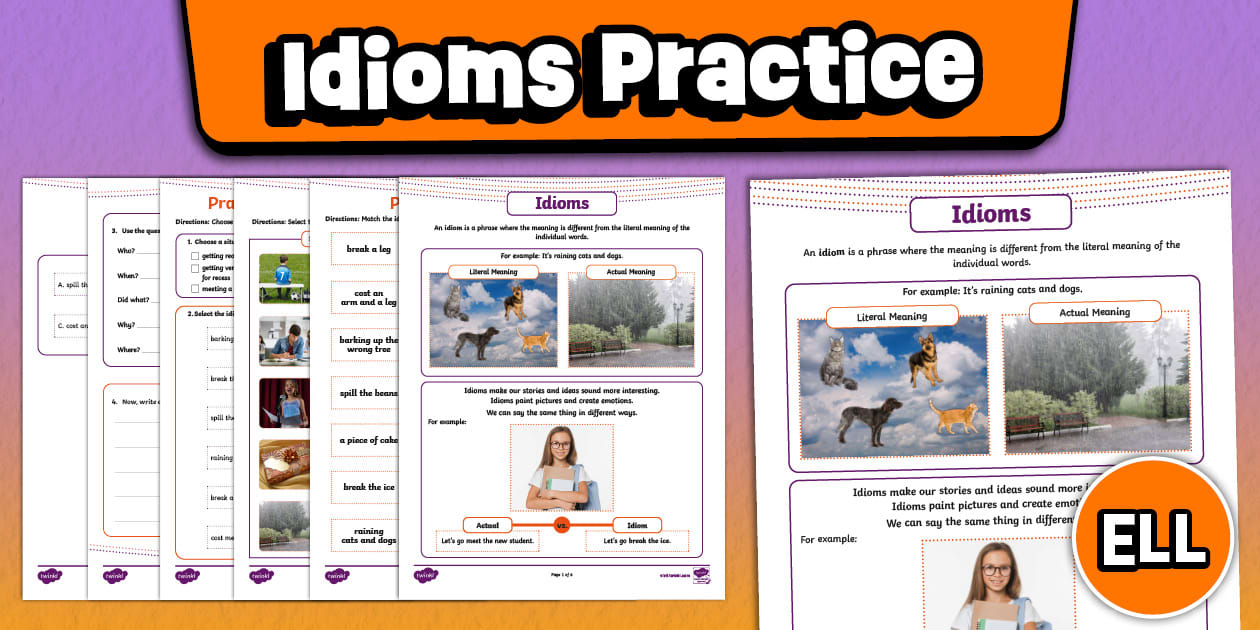 Idioms Worksheet for ELL