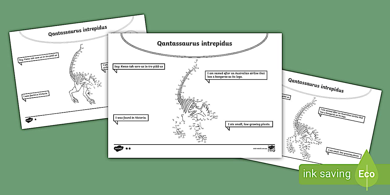 Australian Dinosaur Qantassaurus intrepidus Dot to Dot