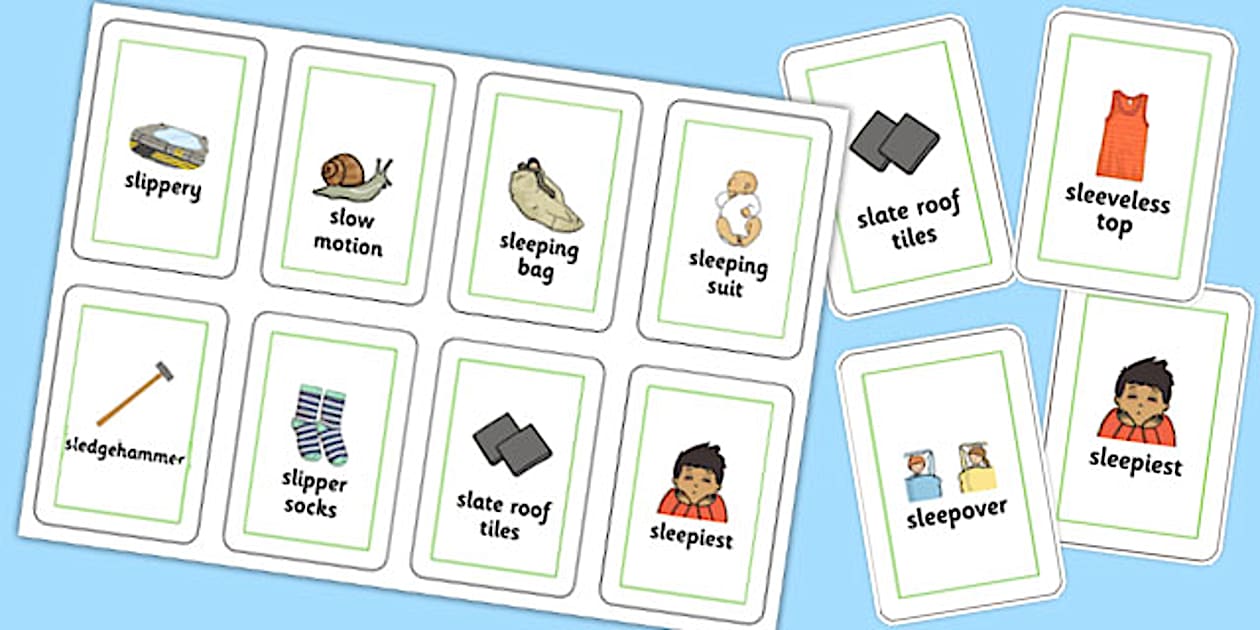 Dyslexic Three Syllable SL Flash Cards (teacher made)