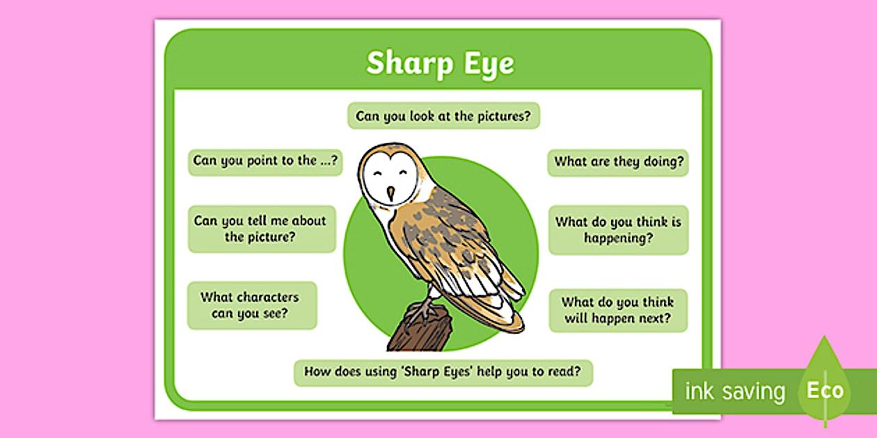 EYFS Guided Reading Strategy Question Mat - Sharp Eyes