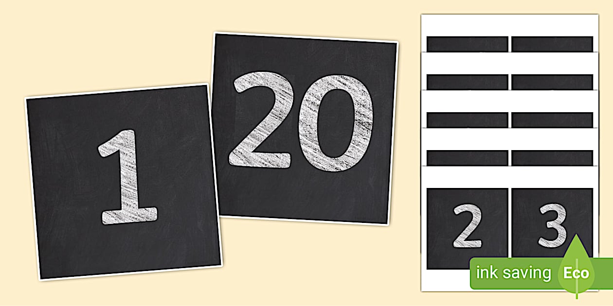 Chalkboard Numbers 0-20 Display Cut-Outs (teacher made)