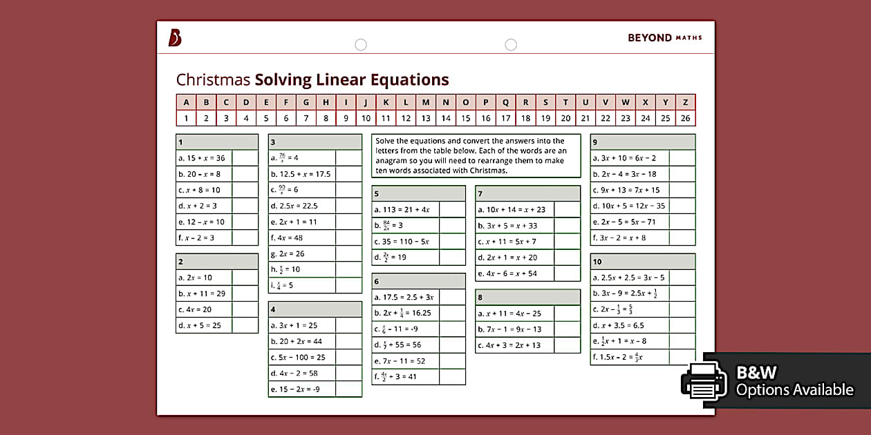 👉 Solving a Linear Christmas Equation - Christmas Anagrams