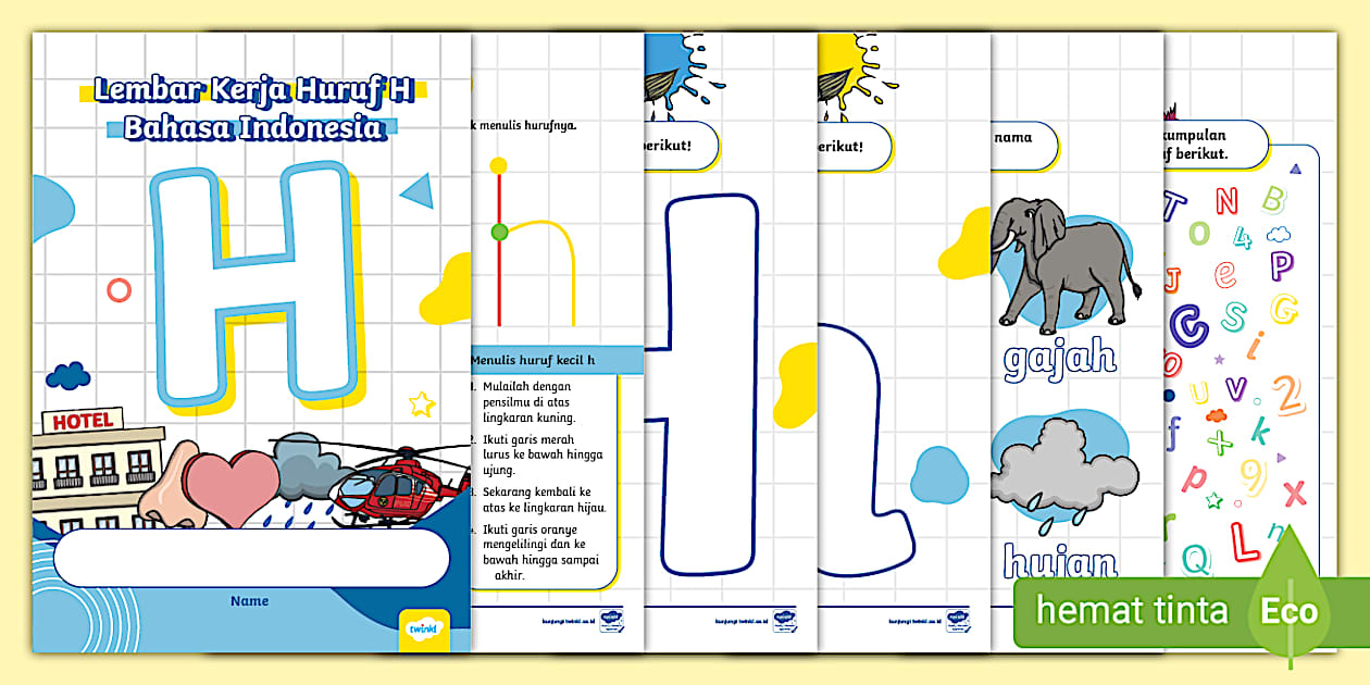 Booklet Menulis Huruf 'H' Bahasa Indonesia (teacher made)