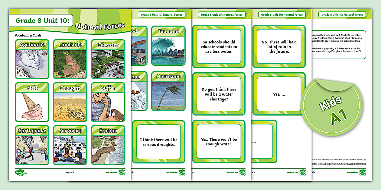 Grade 8 Unit 10 Flashcards - Natural Forces - Twinkl