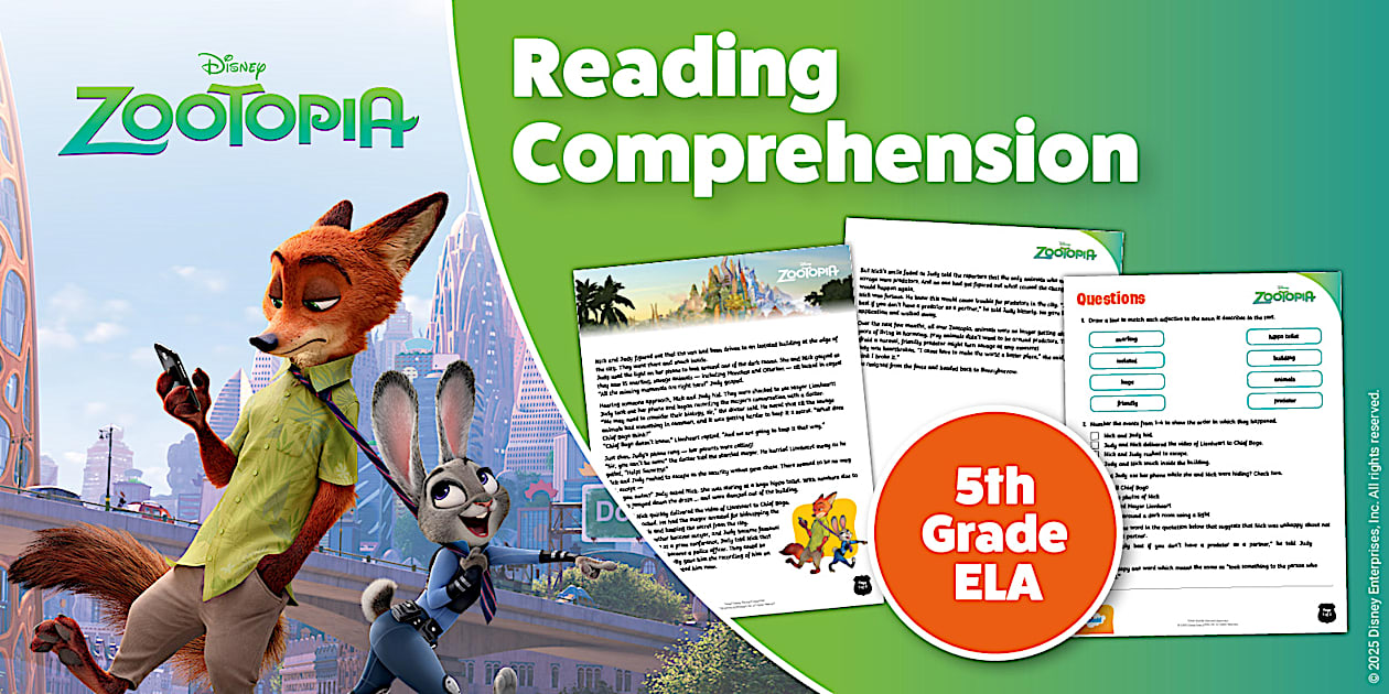 Zootopia: Fifth Grade Reading Comprehension Worksheet