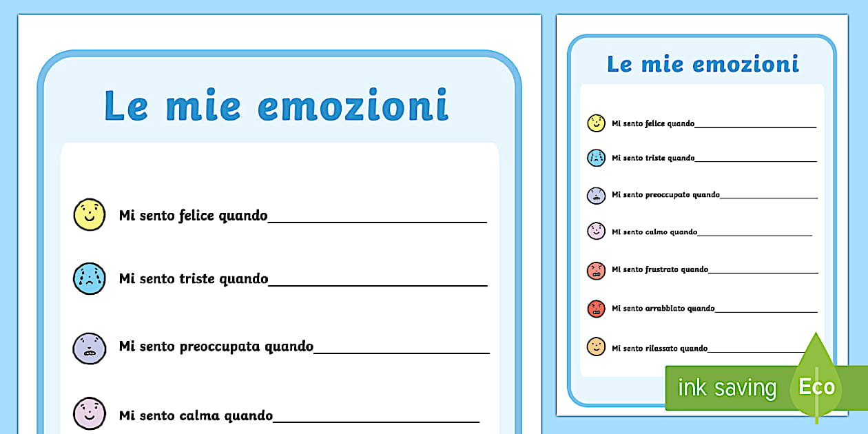 La Mia Tabella delle Emozioni | Emozioni a Scuola Primaria