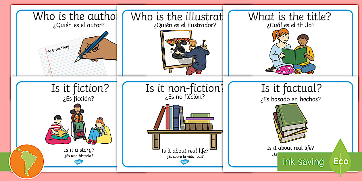 Reading/Book Area Signs English/Spanish - Guía de trabajo